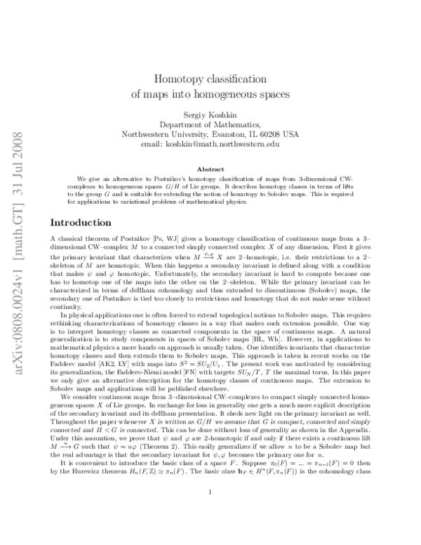 (PDF) Homotopy classification
