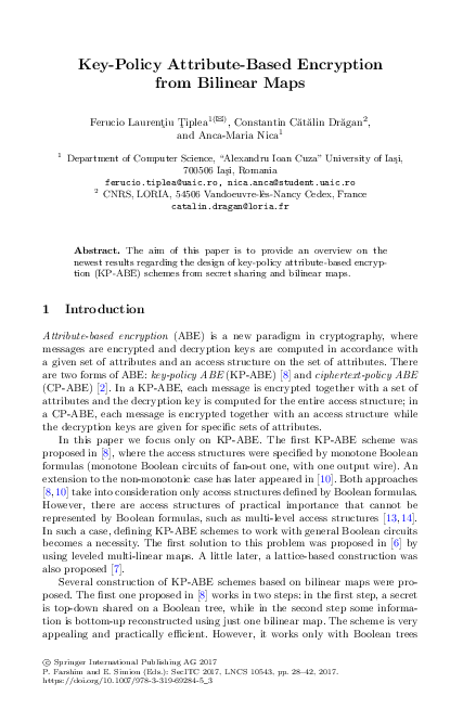 Pdf Key Policy Attribute Based Encryption From Bilinear Maps 1375