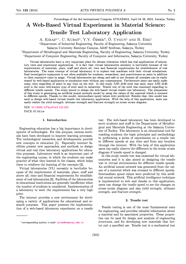 (PDF) A Web-Based Virtual Experiment in Material Science: Tensile Test ...