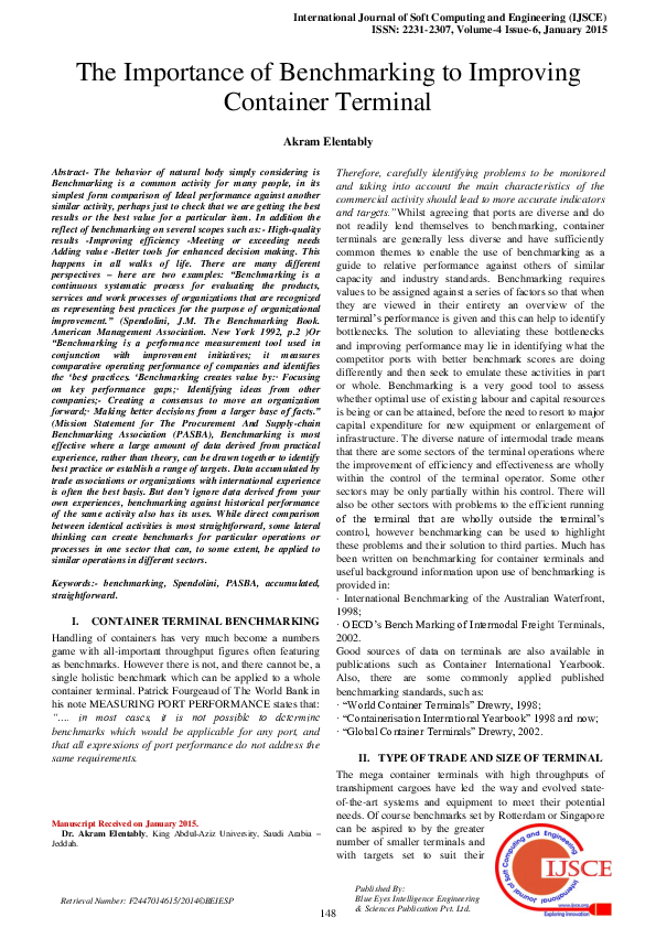 (PDF) The Importance of Benchmarking to Improving Container Terminal