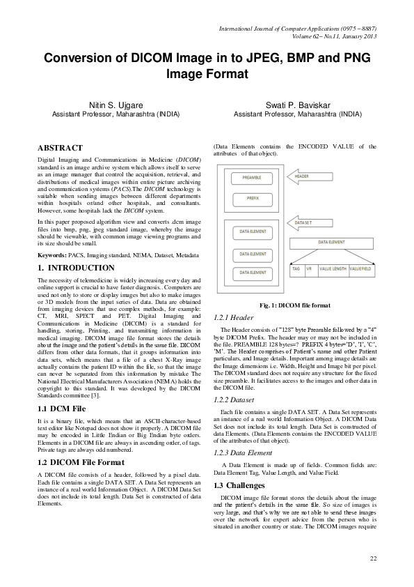 (PDF) Conversion of DICOM Image in to JPEG, BMP and PNG Image Format