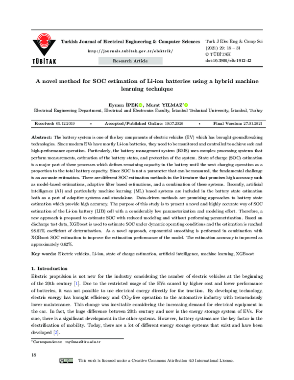 (PDF) A novel method for SOC estimation of Li-ion batteries using a ...