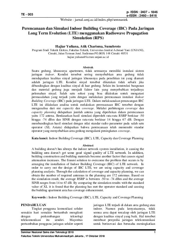 (PDF) Perencanaan dan Simulasi Indoor Building Coverage (IBC) Pada ...