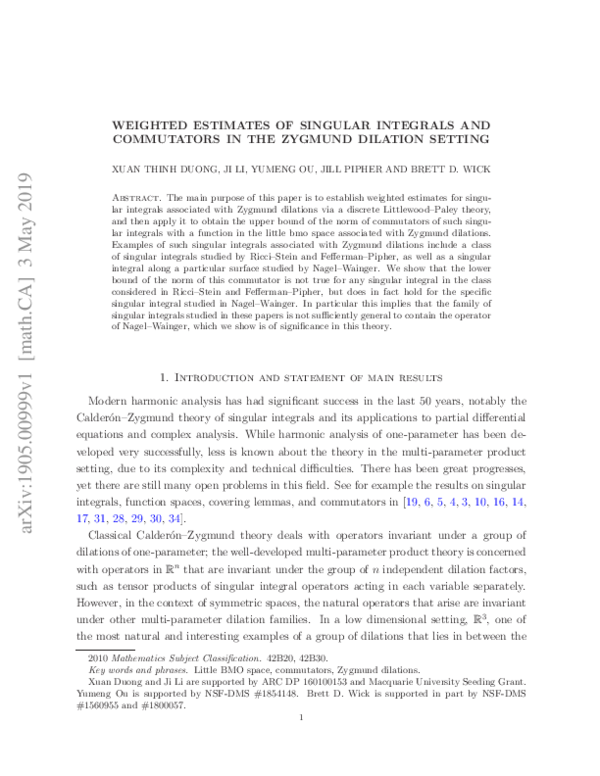 Pdf Weighted Estimates Of Singular Integrals And Commutators In The