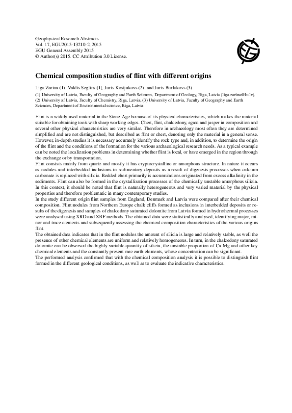 (PDF) Chemical composition studies of flint with different origins
