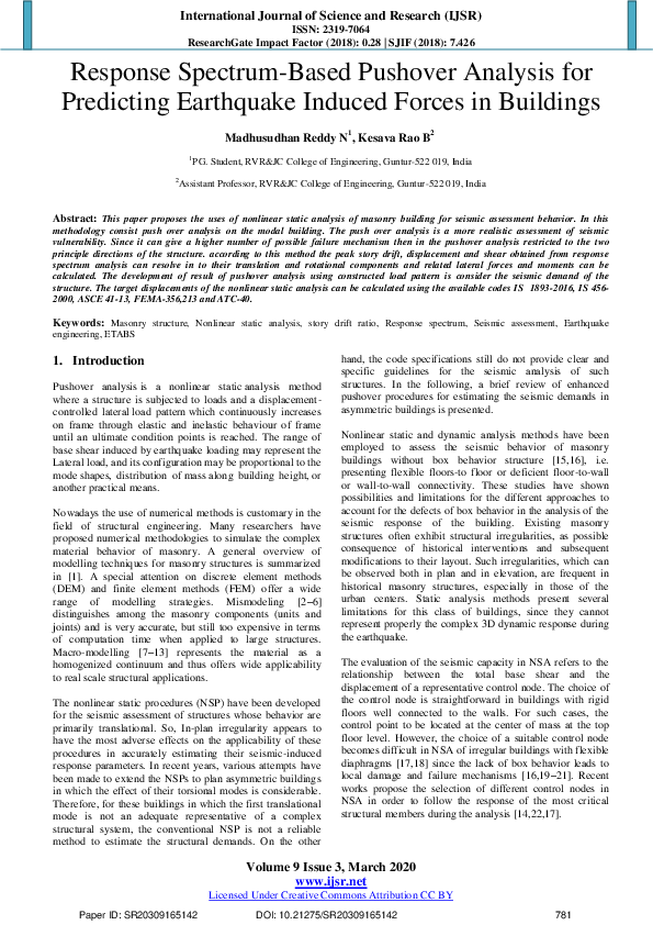 (PDF) Response Spectrum-Based Pushover Analysis for Predicting Earthquake Induced Forces in ...