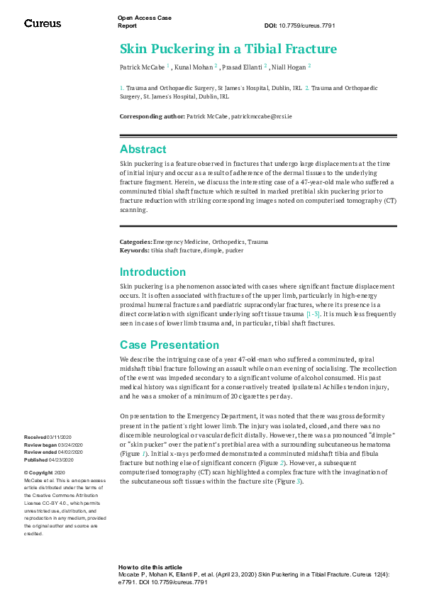 (PDF) Skin Puckering in a Tibial Fracture