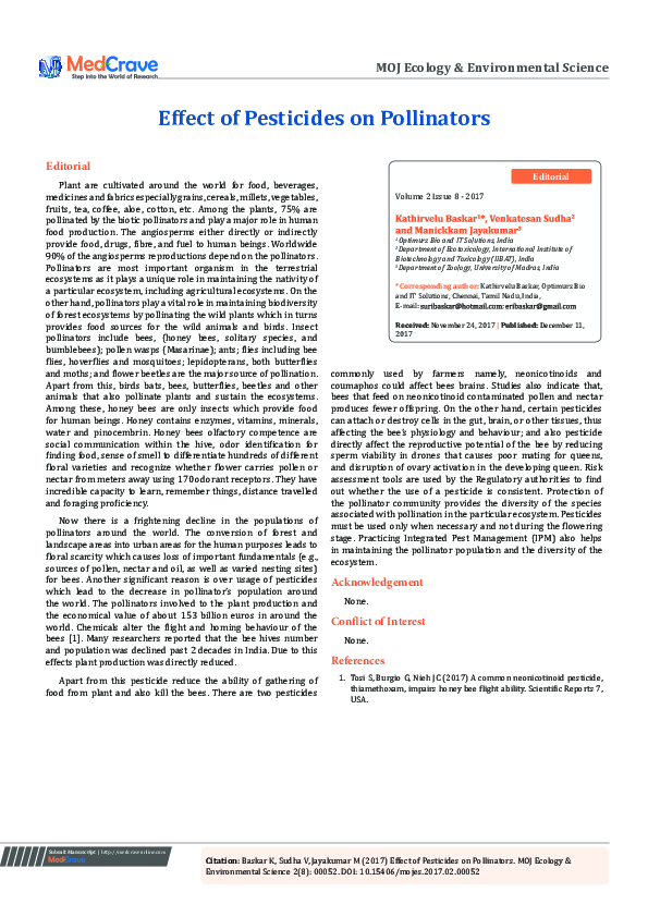 (PDF) Effect of Pesticides on Pollinators