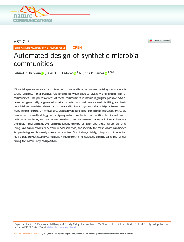(PDF) Automated design of synthetic microbial communities