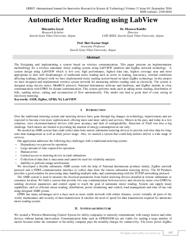 (PDF) Automatic Meter Reading using LabView
