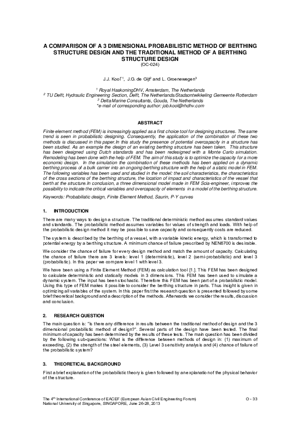 (PDF) A comparison of a 3 dimensional probabilistic method of berthing structure design and the ...