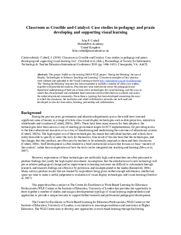 (PDF) Classroom as Crucible and Catalyst. Case studies in pedagogy and ...
