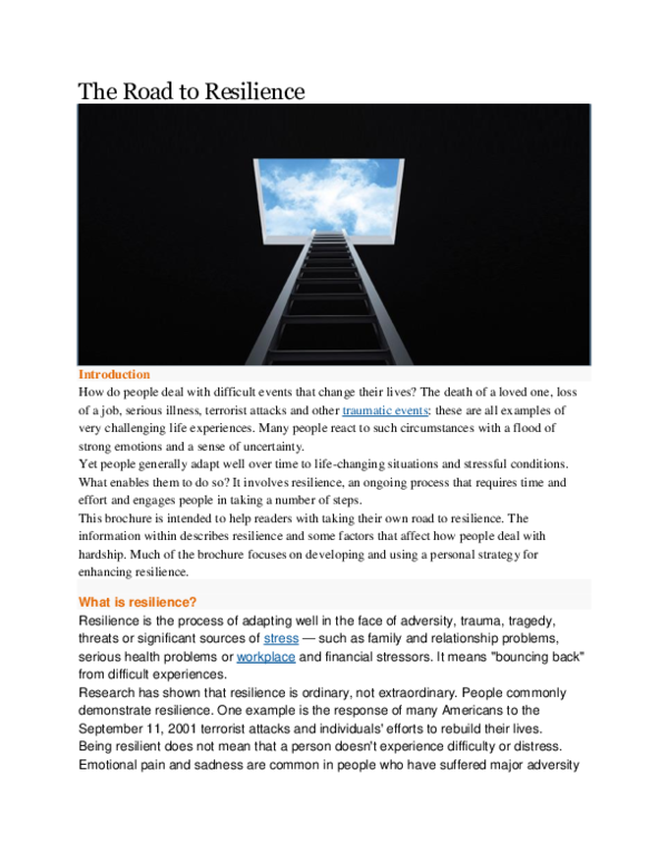 (PDF) The Road to Resilience