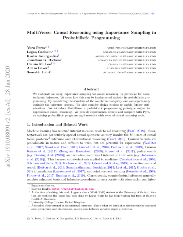 (PDF) MultiVerse: Causal Reasoning using Importance Sampling in Probabilistic Programming ...