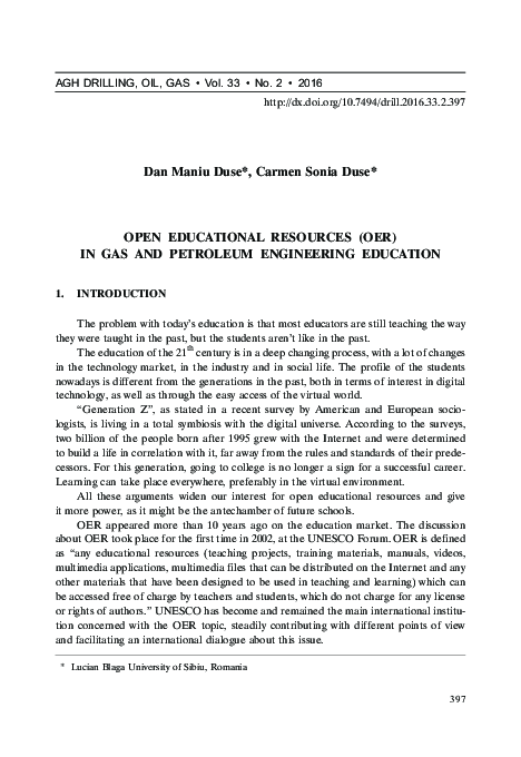 (PDF) Open Educational Resources (OER) in gas and petroleum engineering ...