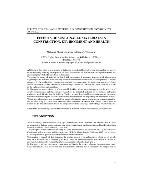 (PDF) Effects of Sustainable Materials in Construction, Environment and ...