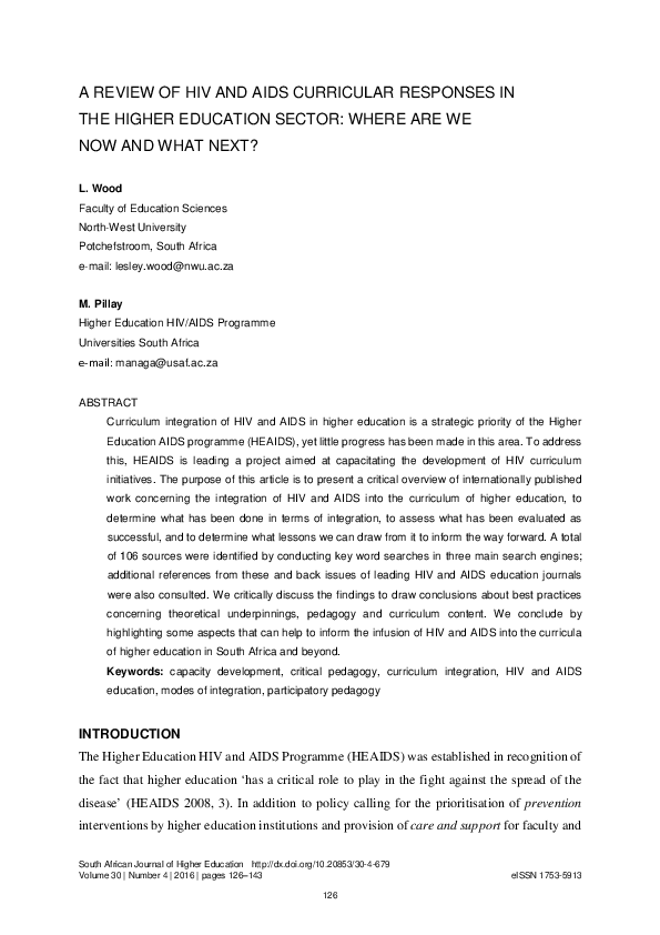 (PDF) A review of HIV and AIDS curricular responses in the higher ...
