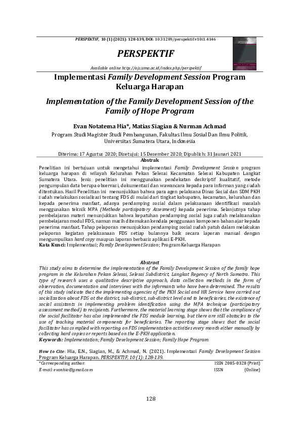 (PDF) Implementasi Family Development Session Program Keluarga Harapan