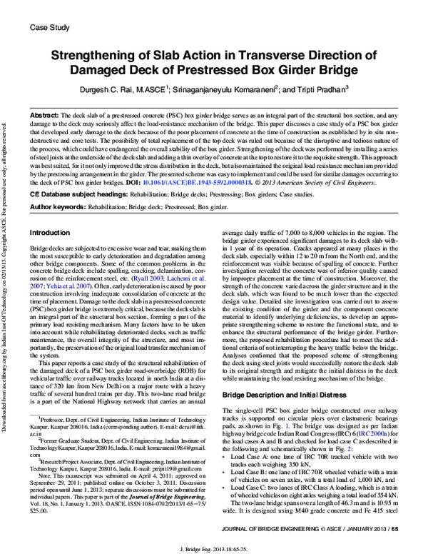 (PDF) Strengthening of Slab Action in Transverse Direction of Damaged ...