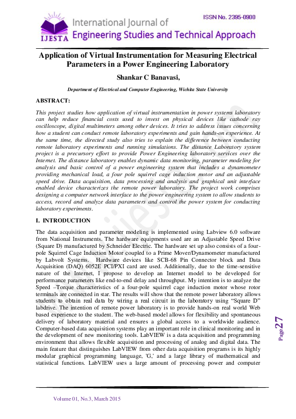 (PDF) Application of Virtual Instrumentation for Measuring Electrical ...