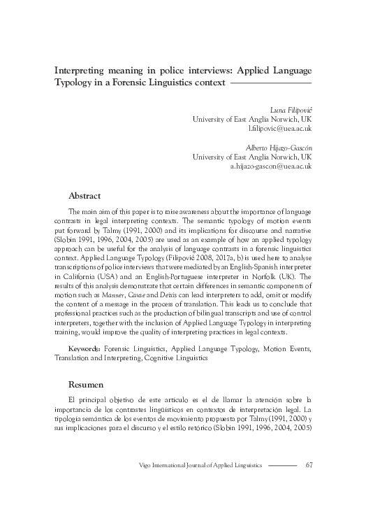 (PDF) Interpreting meaning in police interviews: Applied Language ...