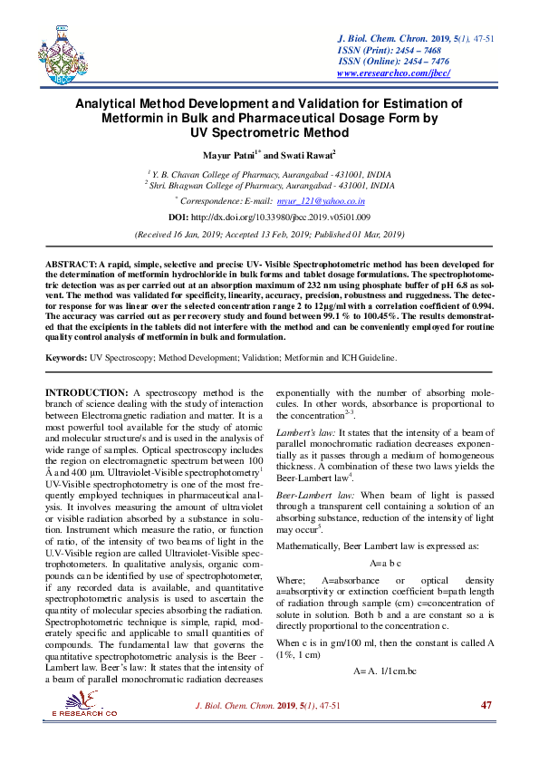 Pdf Analytical Method Development And Validation For The Estimation Of Zolmitriptan By Rp Hplc