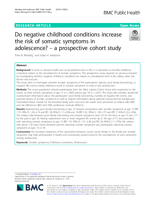 (PDF) Do negative childhood conditions increase the risk of somatic ...