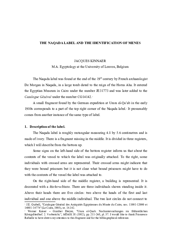 (DOC) The Naqada Label and the Identification of Menes