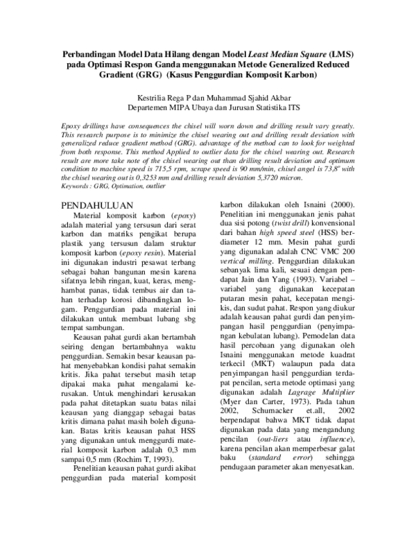 (PDF) Perbandingan Model Data Hilang dengan Model Least Median Square ...