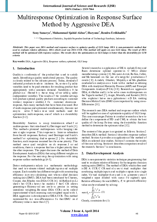 (PDF) Multiresponse Optimization in Respo n se Surface Method by ...