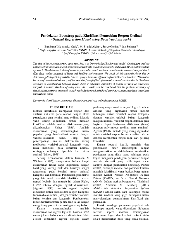 Pdf Ordinal Regression Model Using Bootstrap Approach