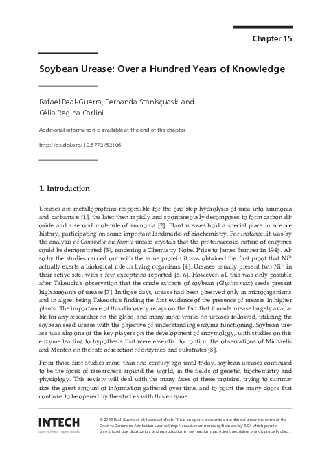 (PDF) Soybean Urease: Over a Hundred Years of Knowledge