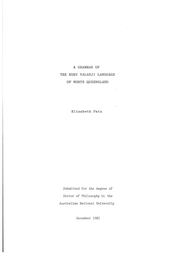 (PDF) A grammar of the Kuku Yalanji language of north Queensland