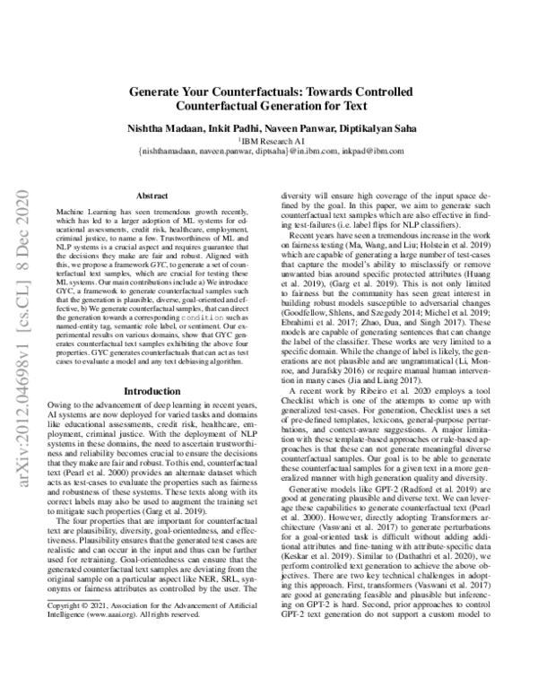 (PDF) Generate Your Counterfactuals: Towards Controlled Counterfactual Generation for Text