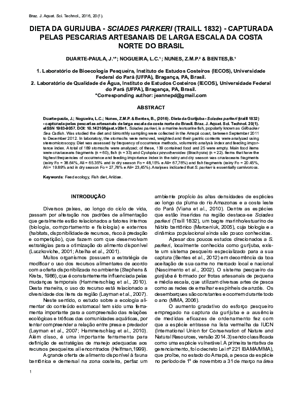 (PDF) DIETA DA GURIJUBA - Sciades parkeri - DESEMBARCADA PELAS ...
