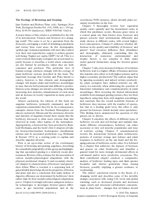 (PDF) The Ecology of Browsing and Grazing