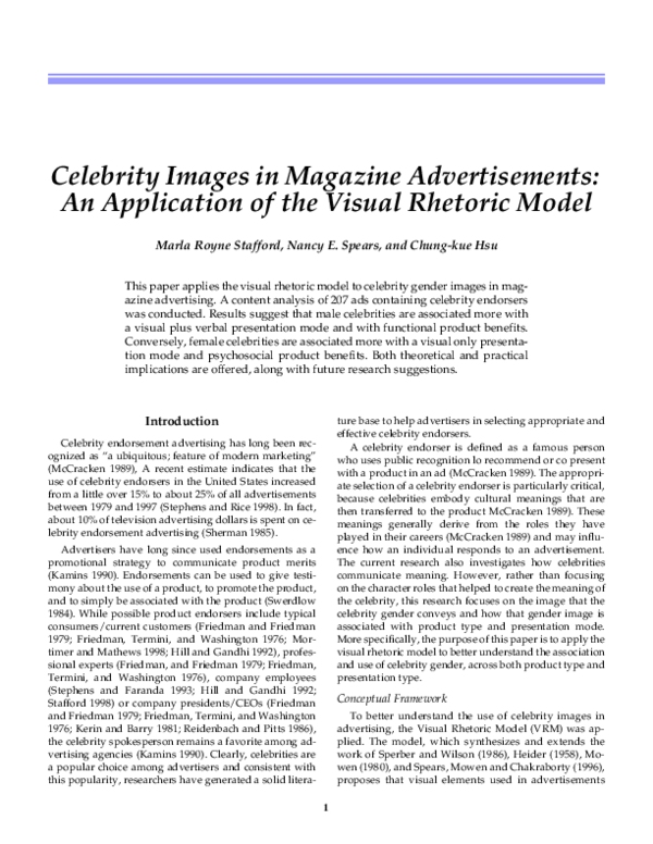 (PDF) Celebrity Images in Magazine Advertisements: An Application of ...