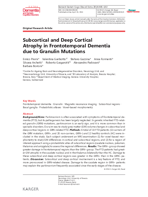 (PDF) Subcortical and deep cortical atrophy in Frontotemporal Lobar ...