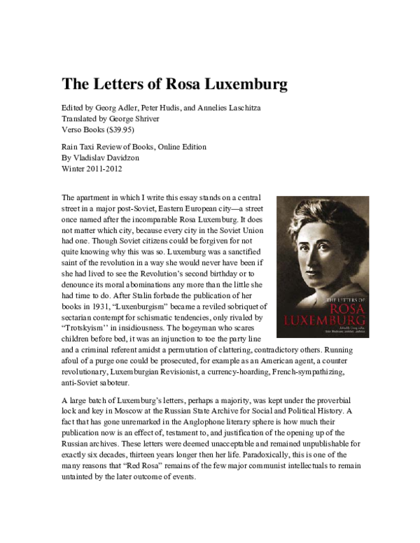 (PDF) The Letters of Rosa Luxemburg