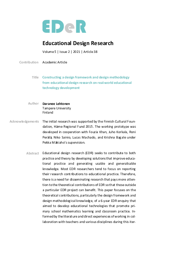 (PDF) Constructing a design framework and design methodology from ...