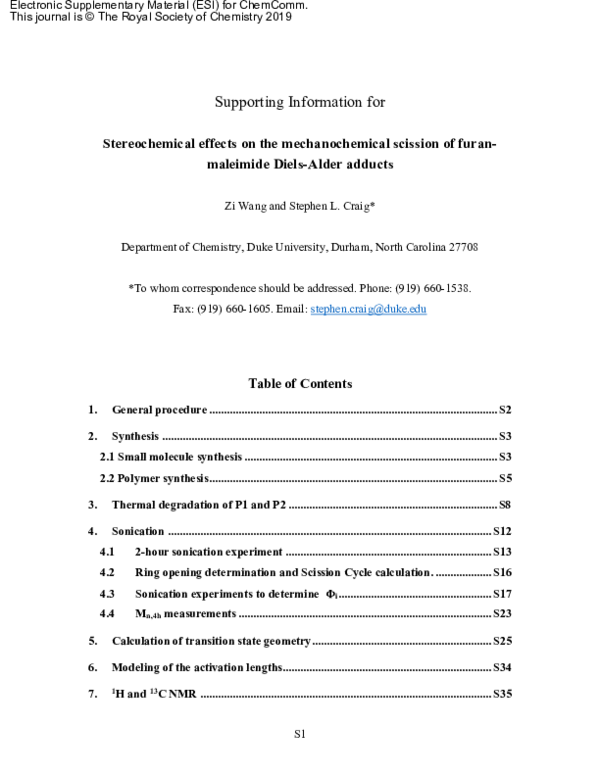 (PDF) Stereochemical effects on the mechanochemical scission of furan ...