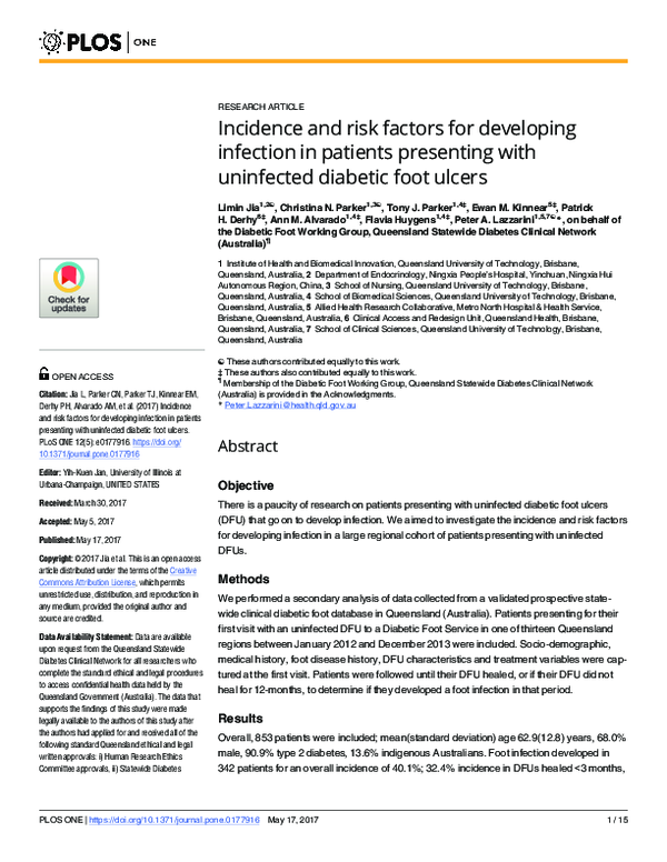 (PDF) Incidence and risk factors for developing infection in patients ...
