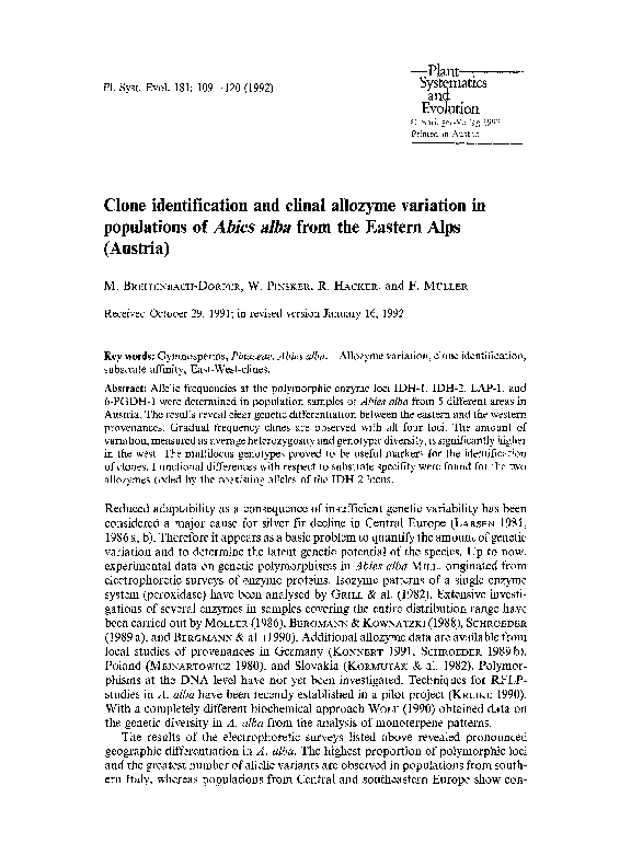 (PDF) Clone identification and clinal allozyme variation in populations ...