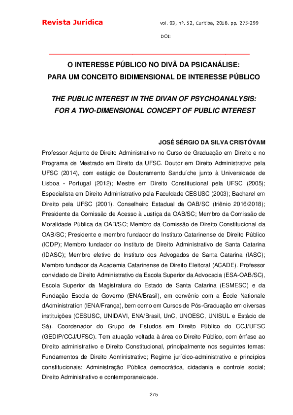 (PDF) The Public Interest in the Divan of Psychoanalysis: For a Two ...