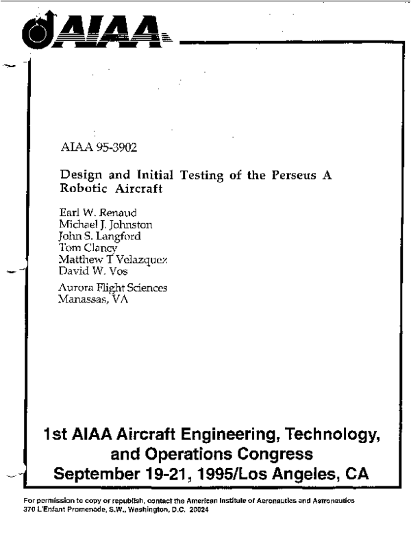 (PDF) Design and initial testing of the Perseus A robotic aircraft