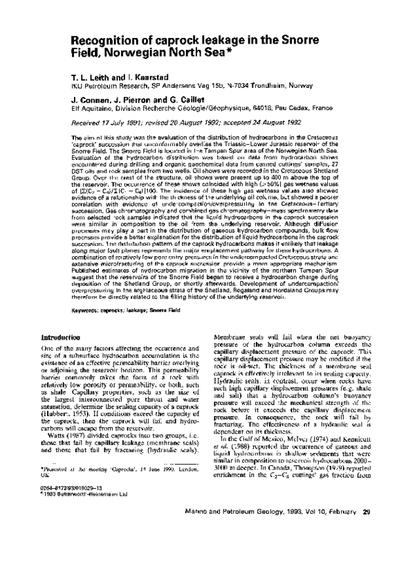 (PDF) Recognition of caprock leakage in the Snorre Field, Norwegian ...