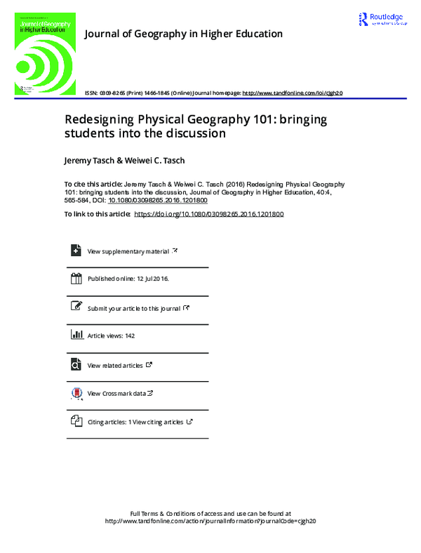 (PDF) Redesigning Physical Geography 101: bringing students into the ...