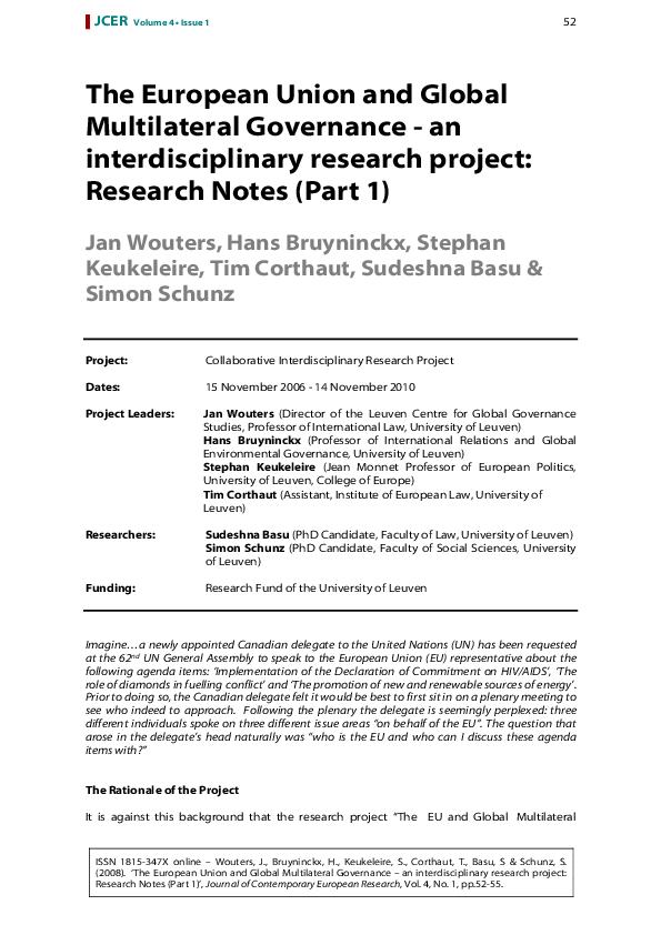 (PDF) The European Union and Global Multilateral Governance - An ...