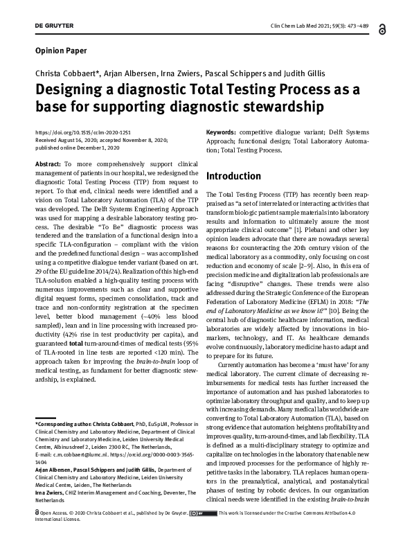 (PDF) Designing a diagnostic Total Testing Process as a base for ...