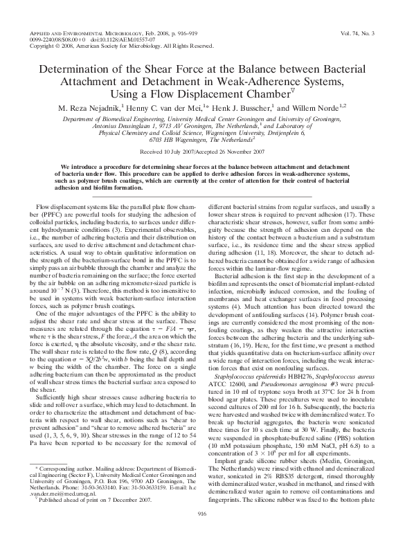 (PDF) Determination of the Shear Force at the Balance between Bacterial ...